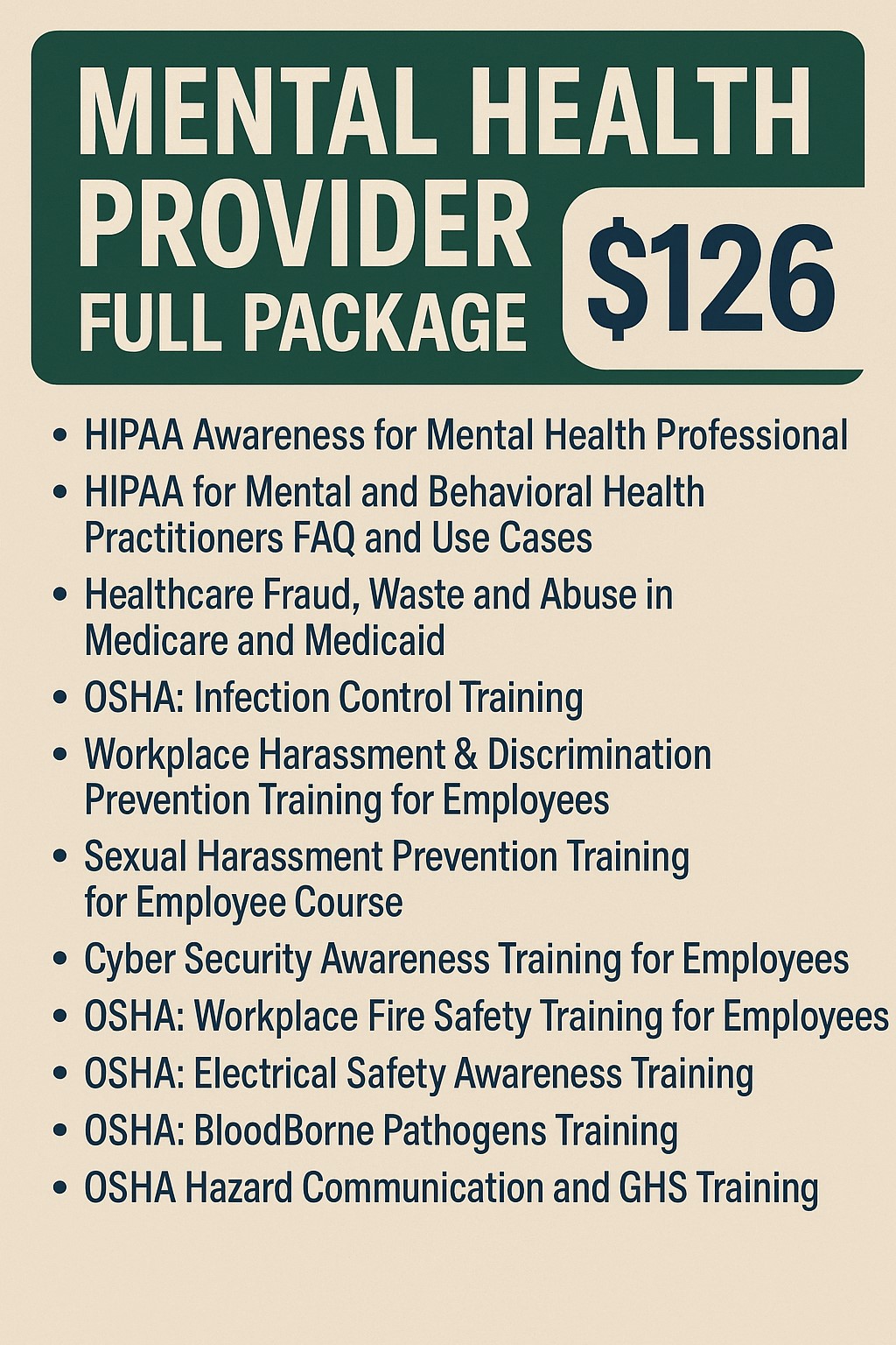 Mental Health Provider FULL Package | Compliance Training